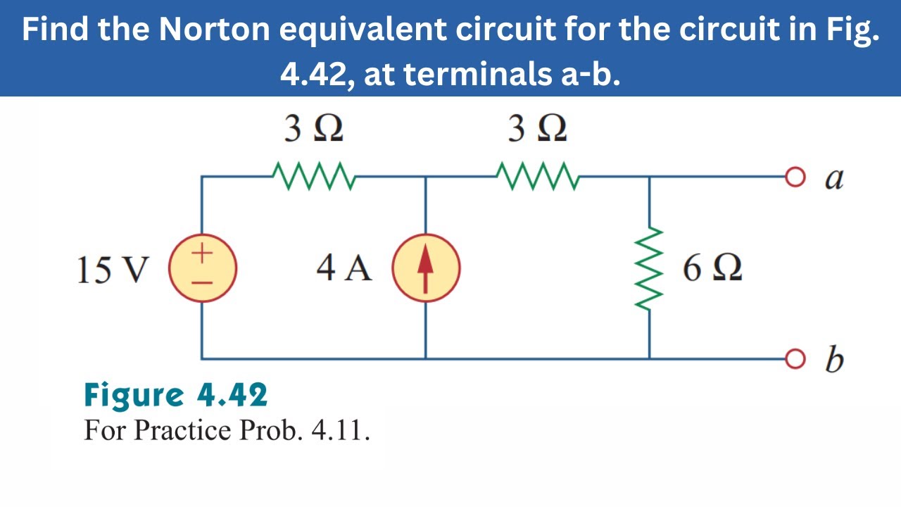 Practice Prob 4.11 | Find the Norton equivalent circuit for the circuit Fig. 4.42 | FEC 4th ...