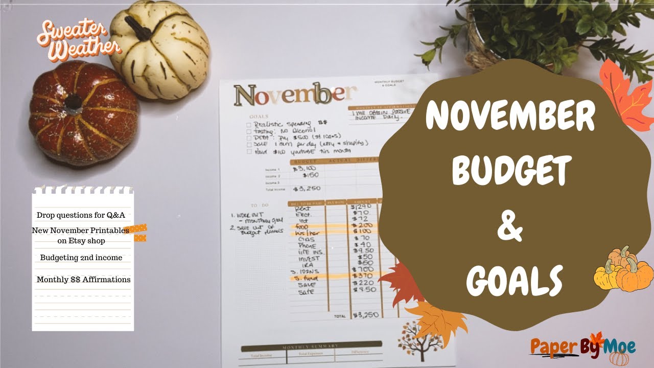 November Budget & Goals 2021 | Low Income Budget | November Budget ...