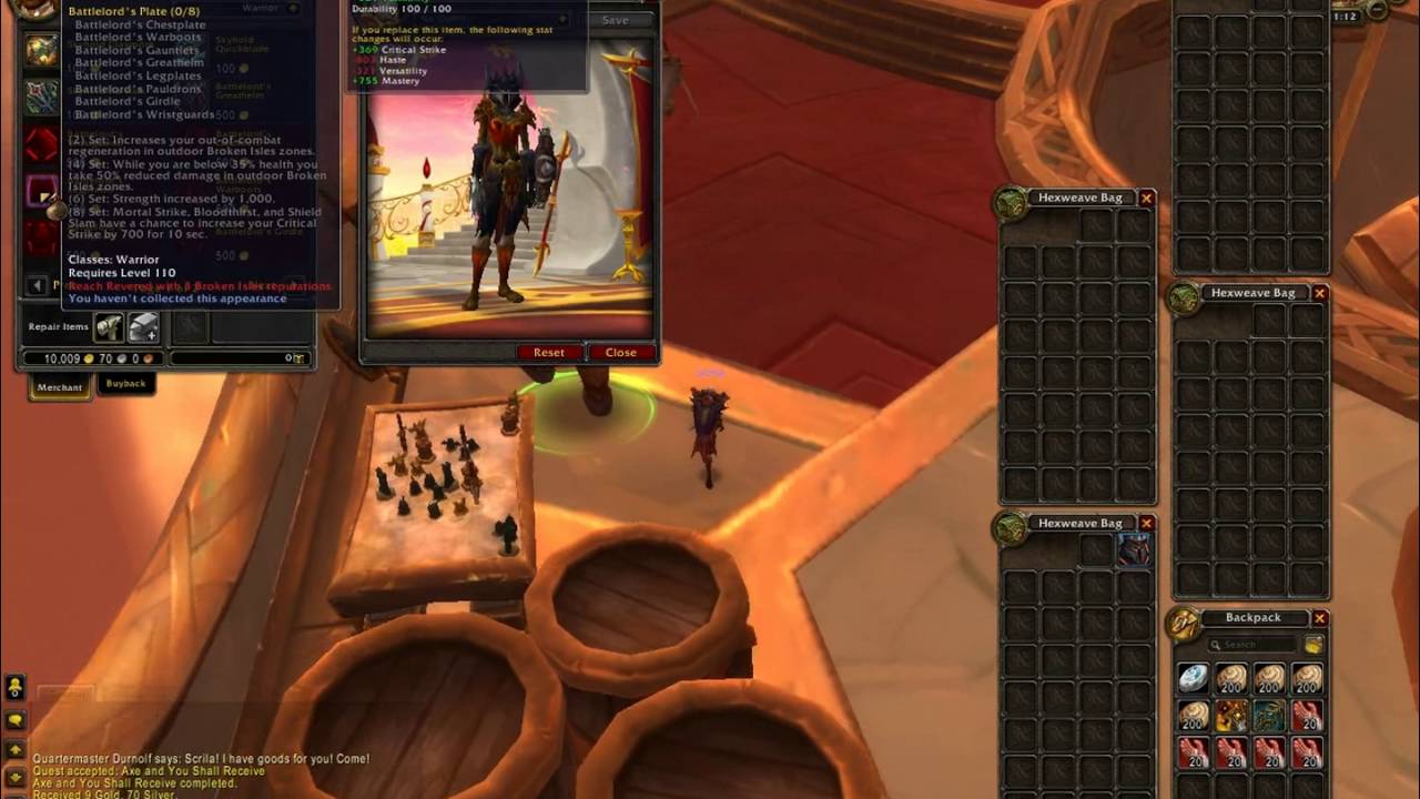Legion Warrior - Battlelord's Plate (Order Hall Class Set) - YouTube