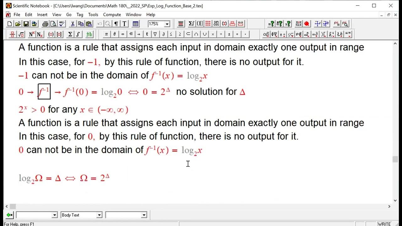 Logarithm Function Base 2, Domain, Range and Graph - YouTube