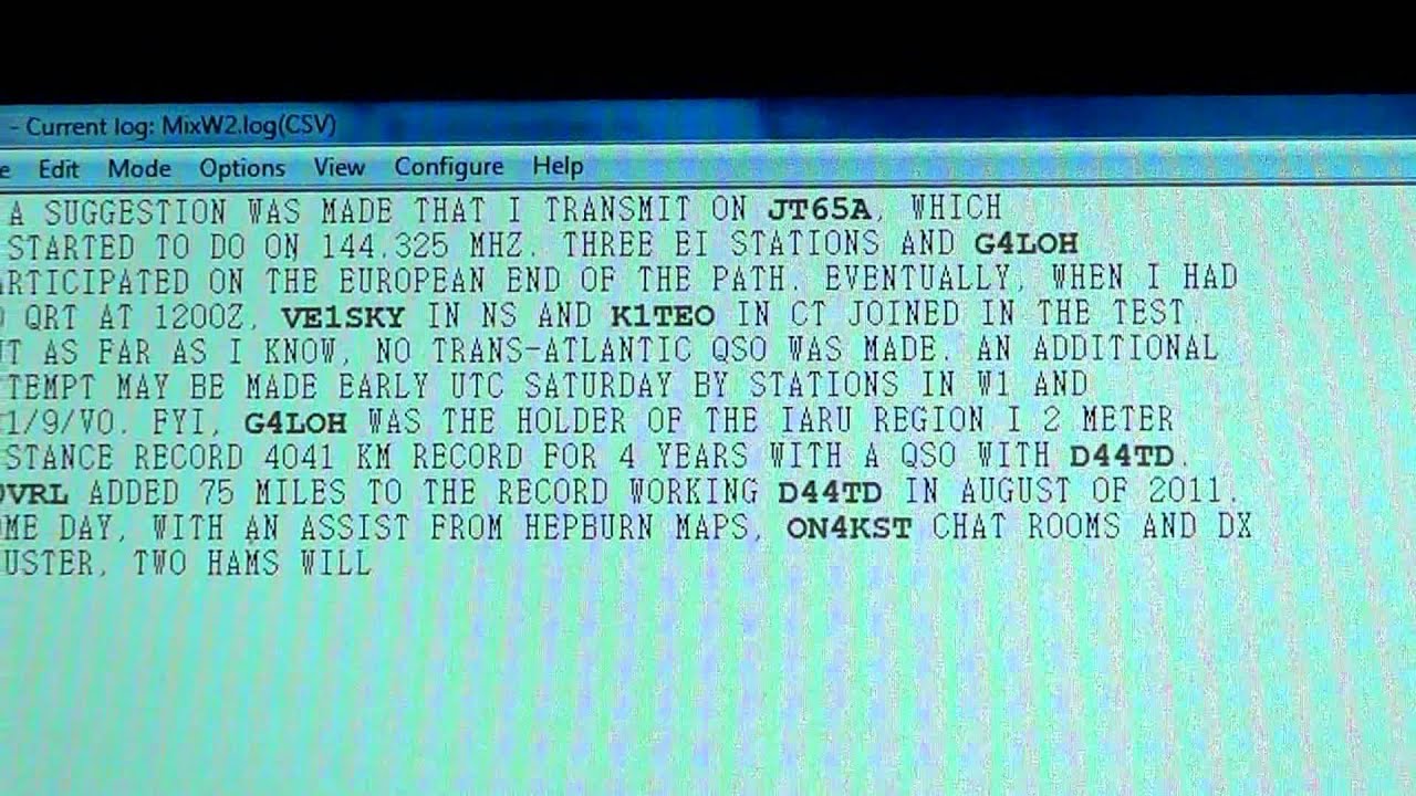 W1AW RTTY bulletin using MixW software on PC - YouTube