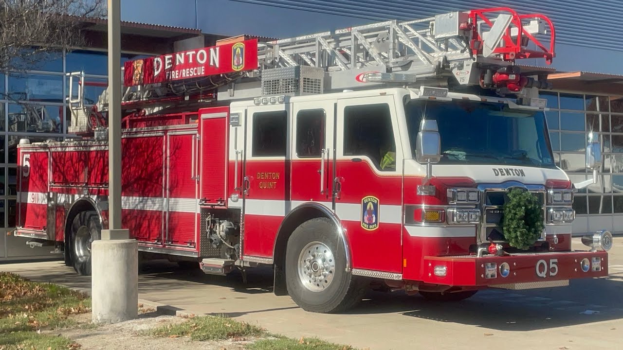 Denton Fire Department: Ladder 3 (Using Quint 5) Responding! - YouTube