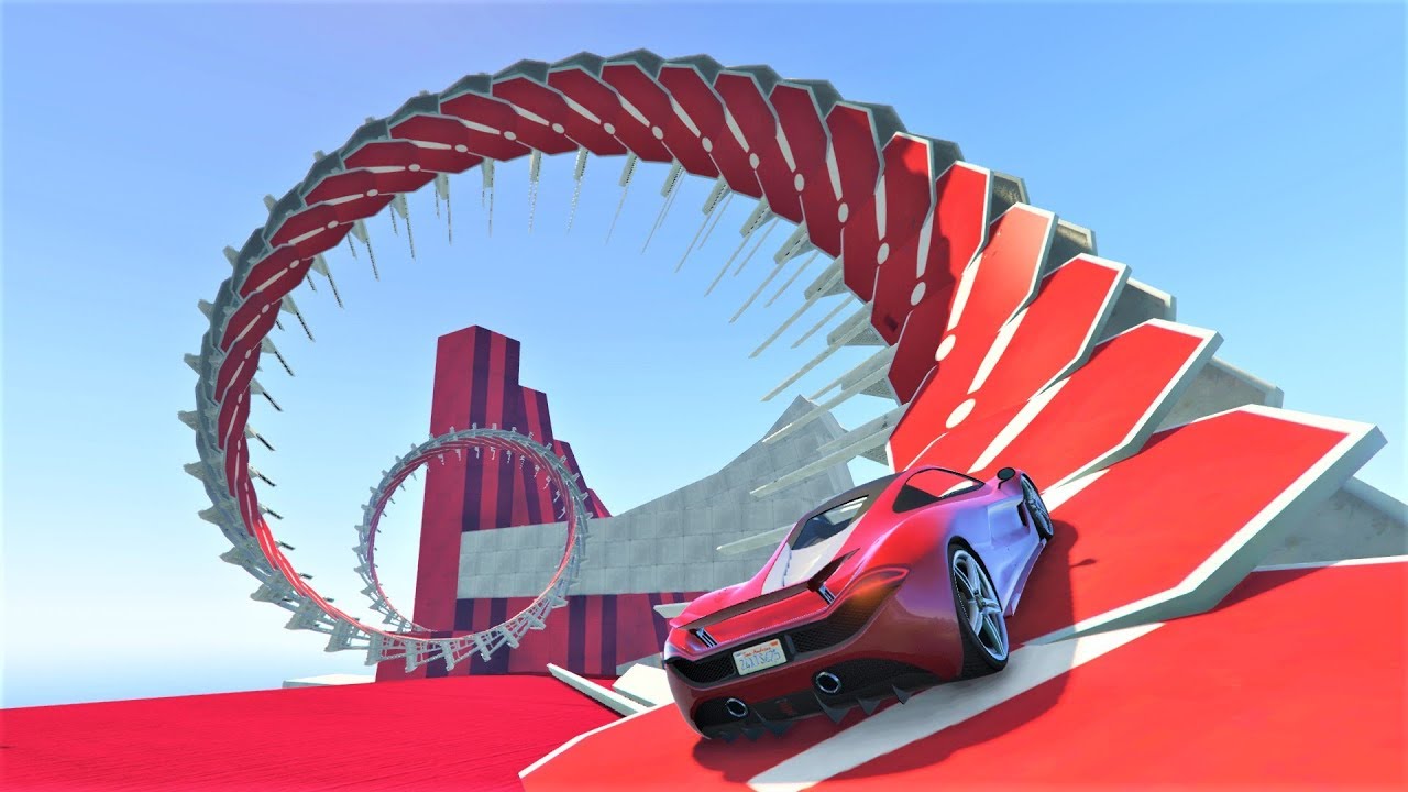 GTA 5: Spiral shape Warning boards Race - YouTube