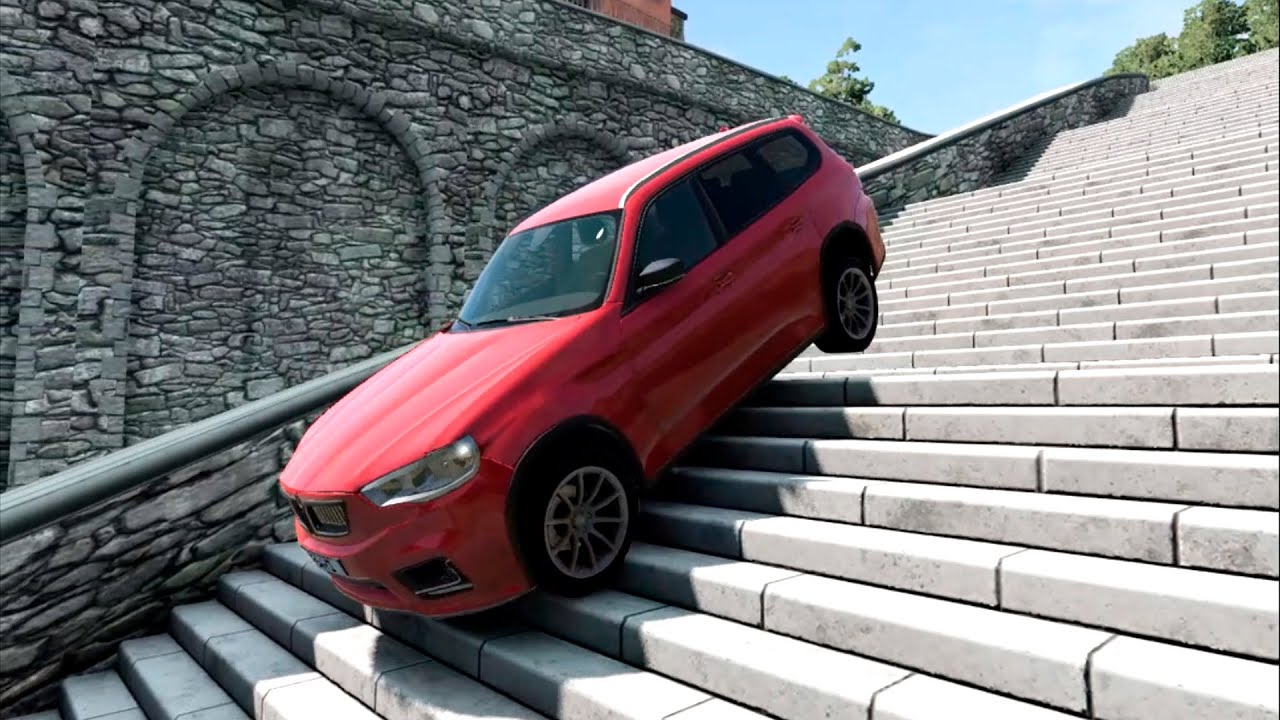 Cars vs Stairs #1 BeamNG drive - YouTube