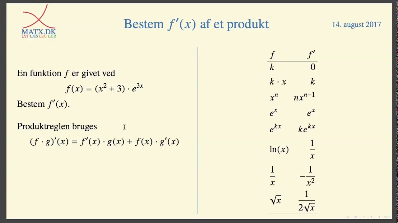 Differentialregning - Produktreglen - YouTube