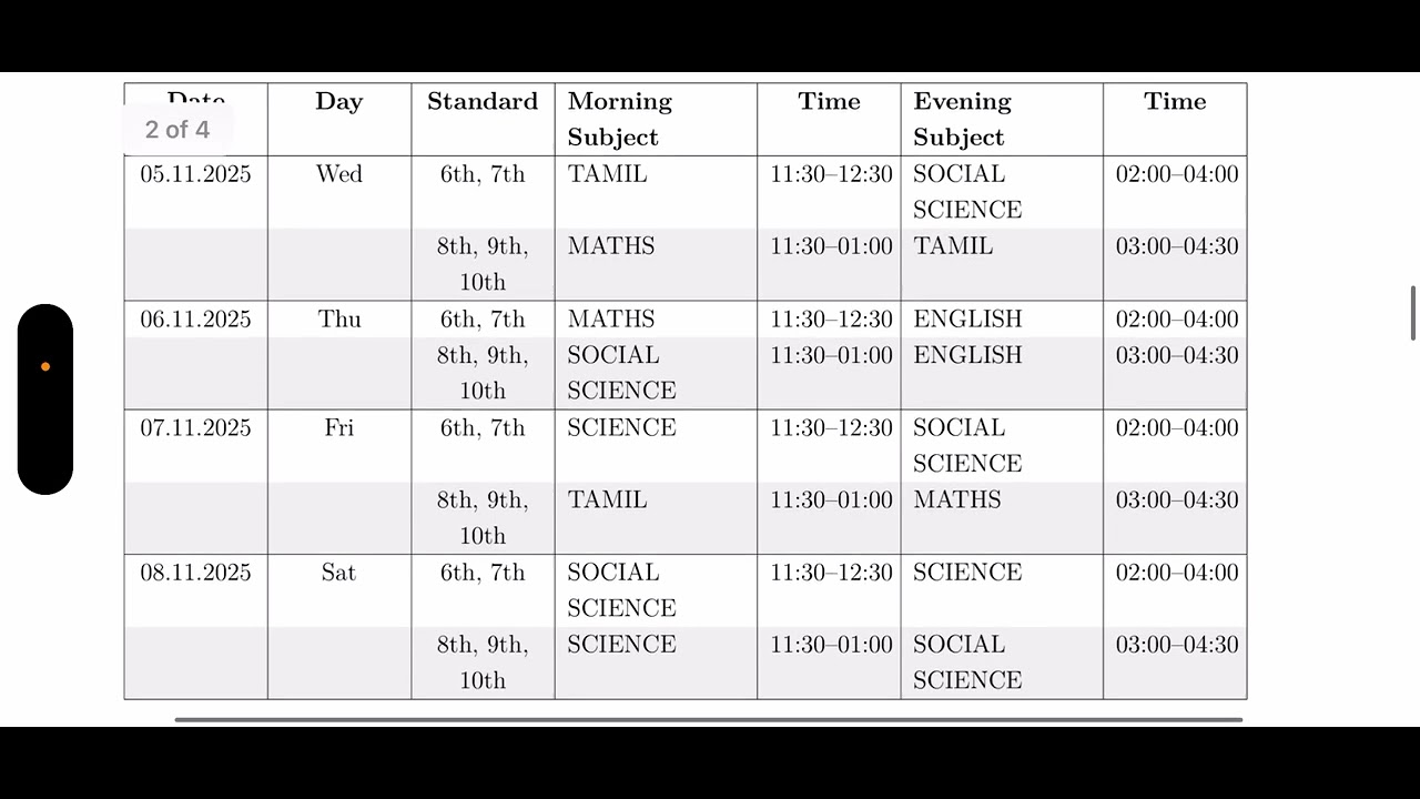 6th - 12th Std 2nd Mid Term Time Table 2025 | 10th, 11th 12th standard ...
