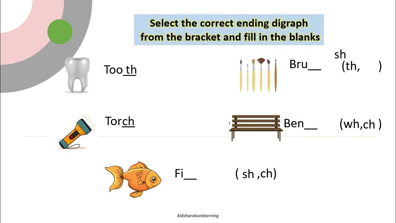 UKG English worksheet -digraphs - YouTube