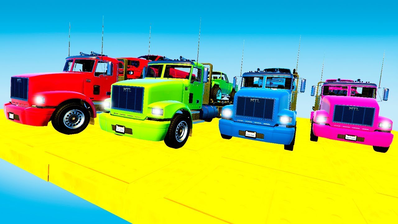 Voitures les camions en Couleurs pour Enfants Dessin Animé et Comptines ...