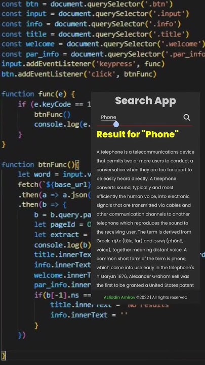 Search App using JS and wikipedia API #searchapp #wikipediaapi # ...