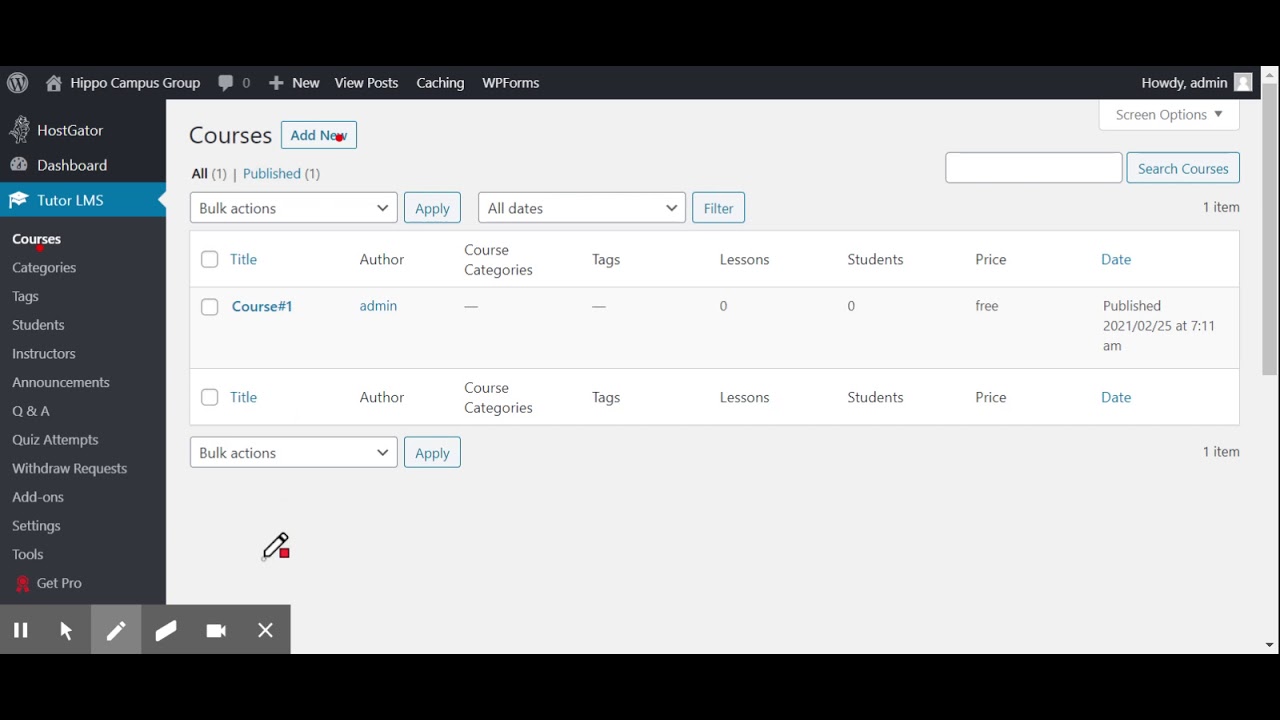 How to add Courses using Tutor Lms ‹ Hippo Campus Group — WordPress ...