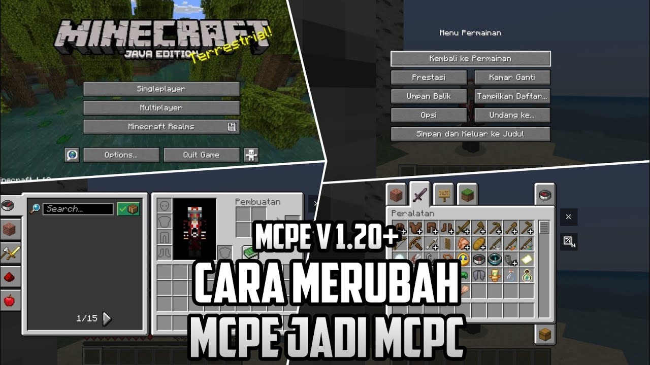 Cara Merubah Tampilan Mcpe Jadi Mcpc 100% Work!! | Minecraft v 1.20 ...