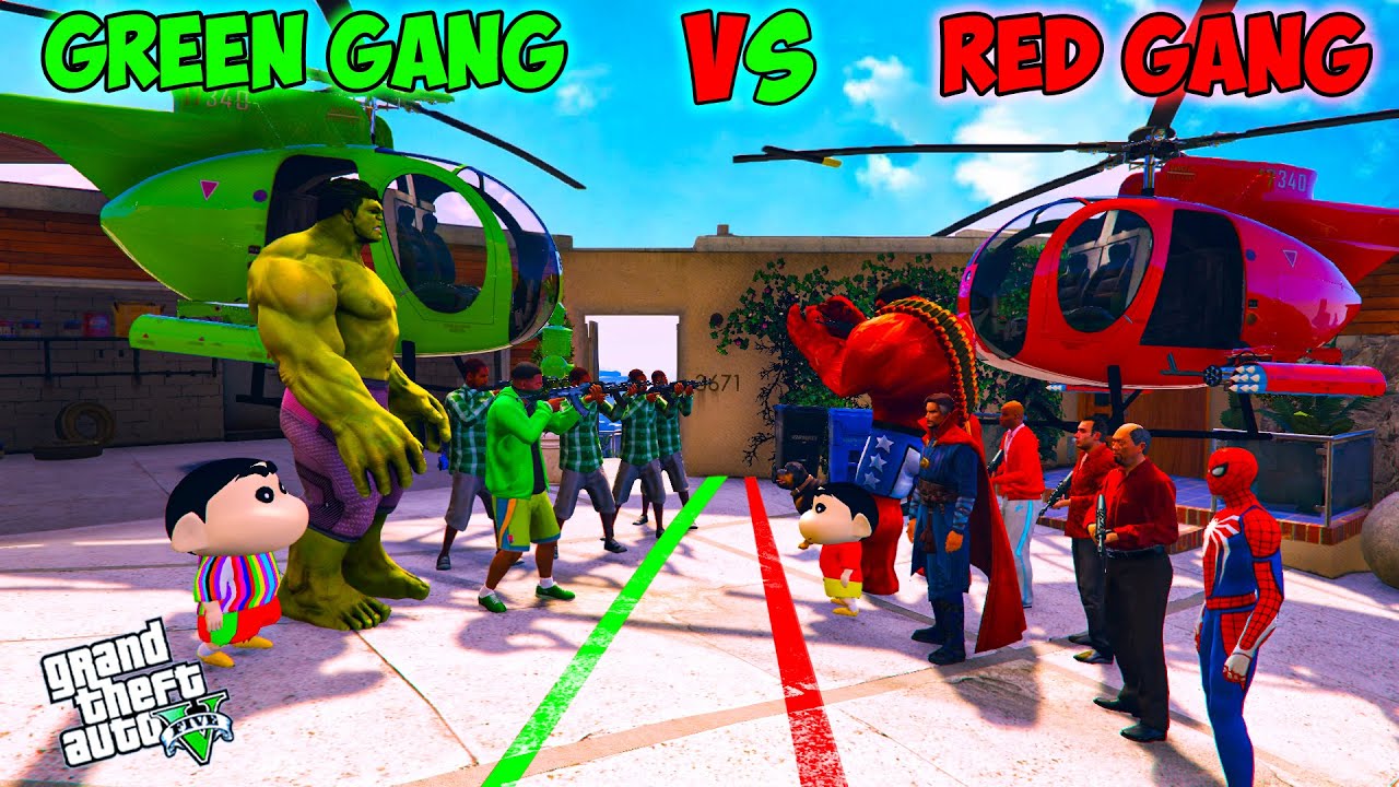 Franklin Green Gang VS Shinchan Blue & Red Gang In GTA 5! | GTA 5 ...