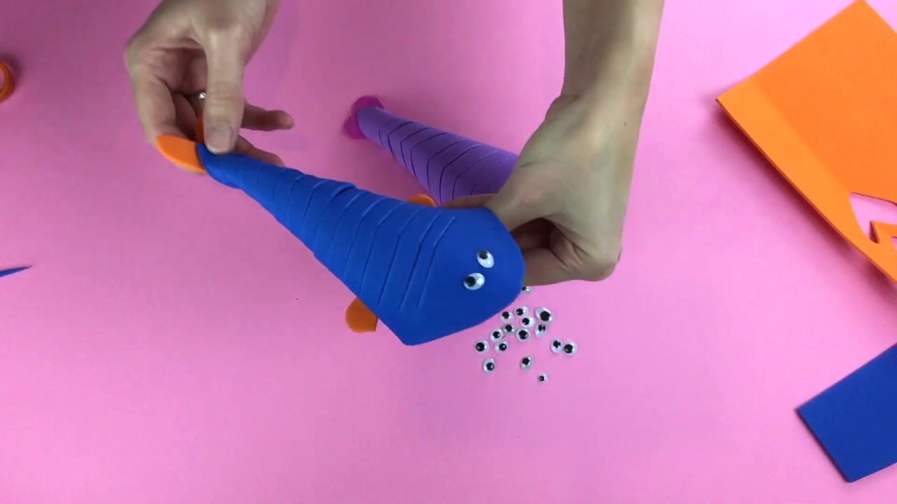 Whale / fish DIY craft foam - Wal basteln mit Kindern aus Moosgummi ...