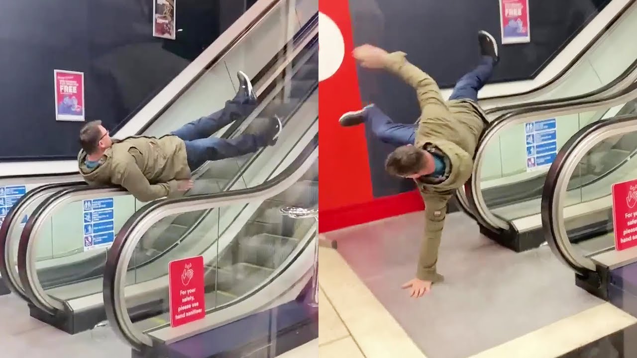 Dad Gets in on the 'Escalator Spin' Craze || WooGlobe Funnies - YouTube
