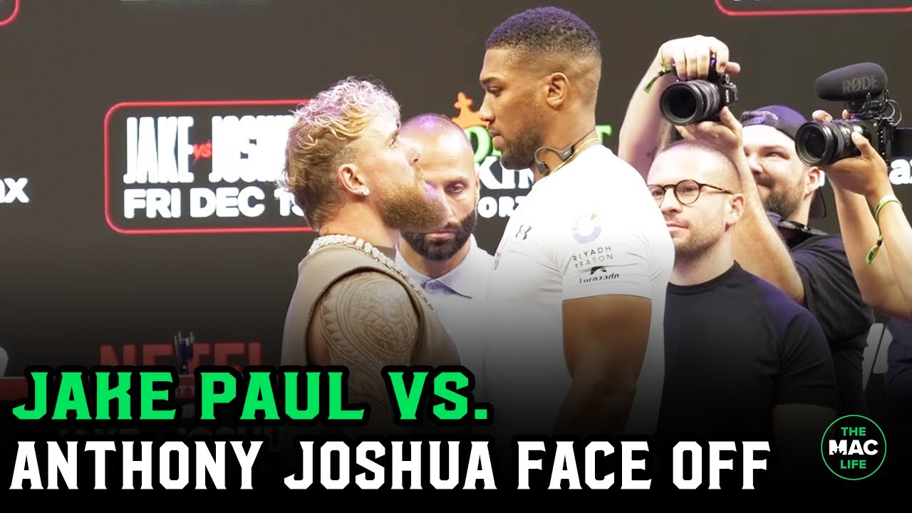 Anthony Joshua vs. Jake Paul FIRST FACE OFF - YouTube