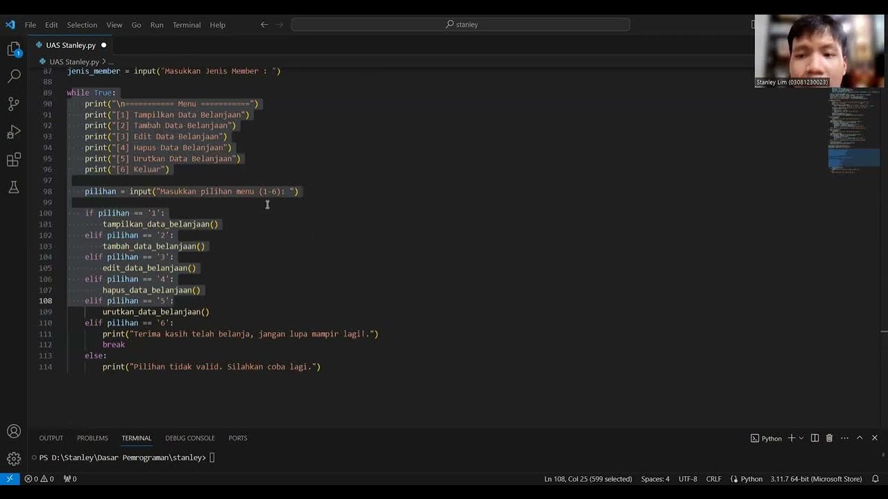 UAS Dasar Pemrograman (Membuat Program Kasir) - YouTube