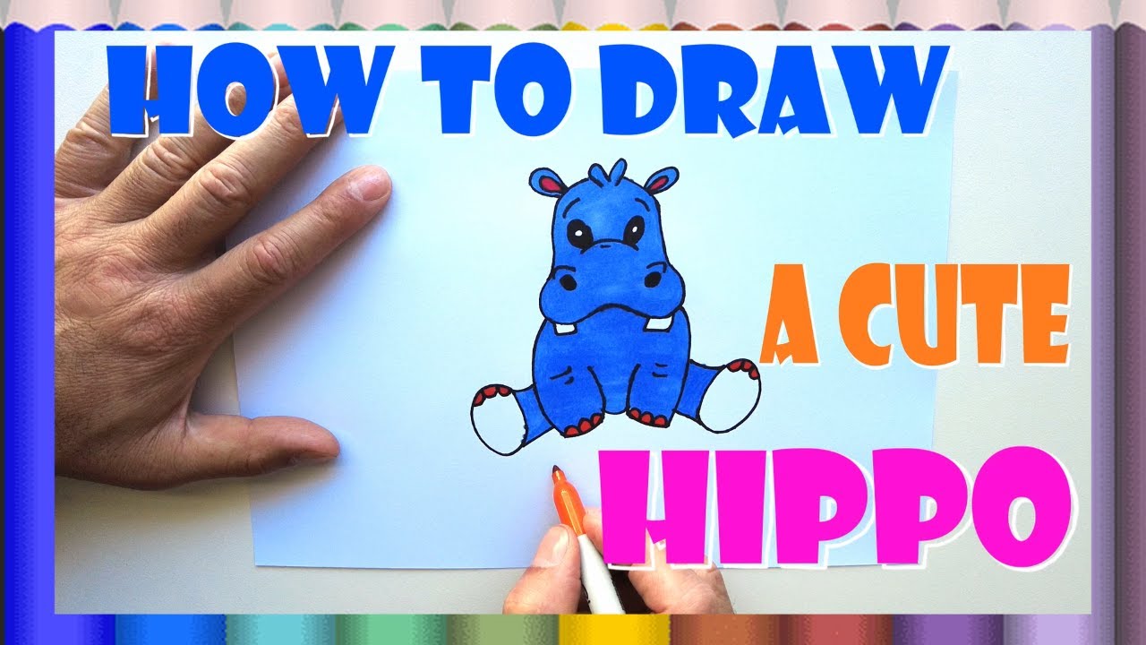 How to draw hippo cute & easy way for kids🦛 - YouTube
