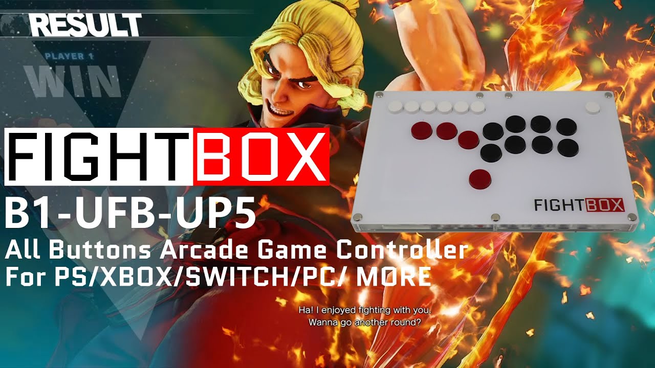 FightBox B1-UFB-UP5 Game Controller For PS/XBOX/SWITCH/PC/ MORE Playing Street Fighter V On PS4 ...