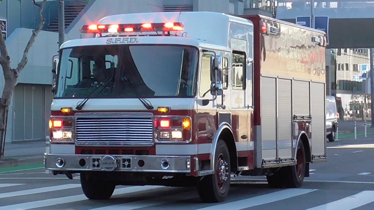 San Francisco Fire Dept. Rescue Squad 1 (Reserve) Responding - YouTube
