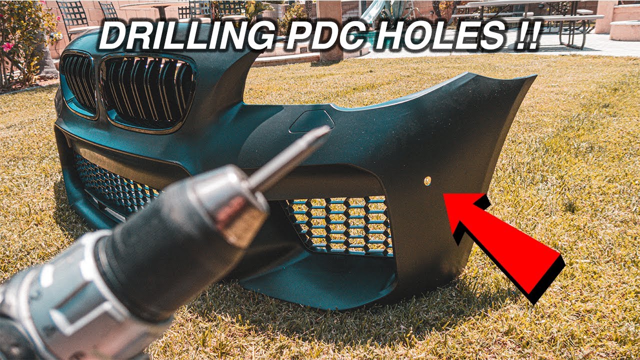 F90 FRONT BUMPER RETROFIT PT. 1 !! (PDC HOLES) - YouTube