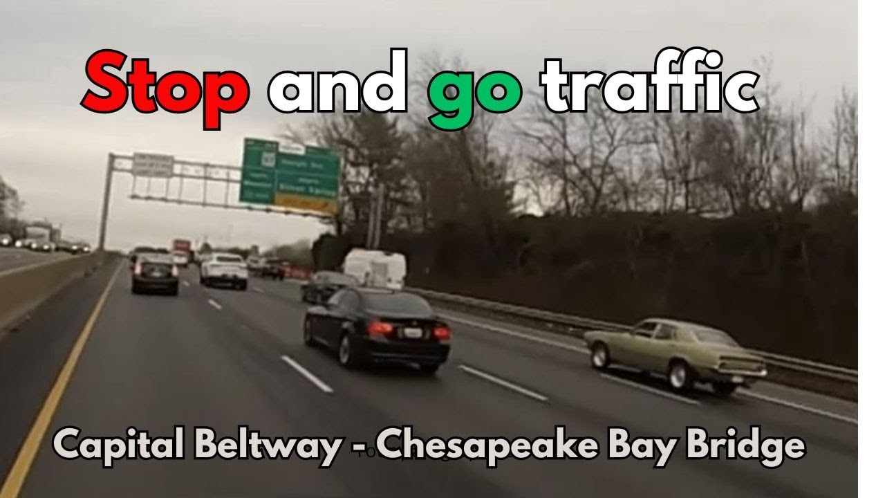 Driving in traffic Capital Beltway and Bay Bridge - YouTube