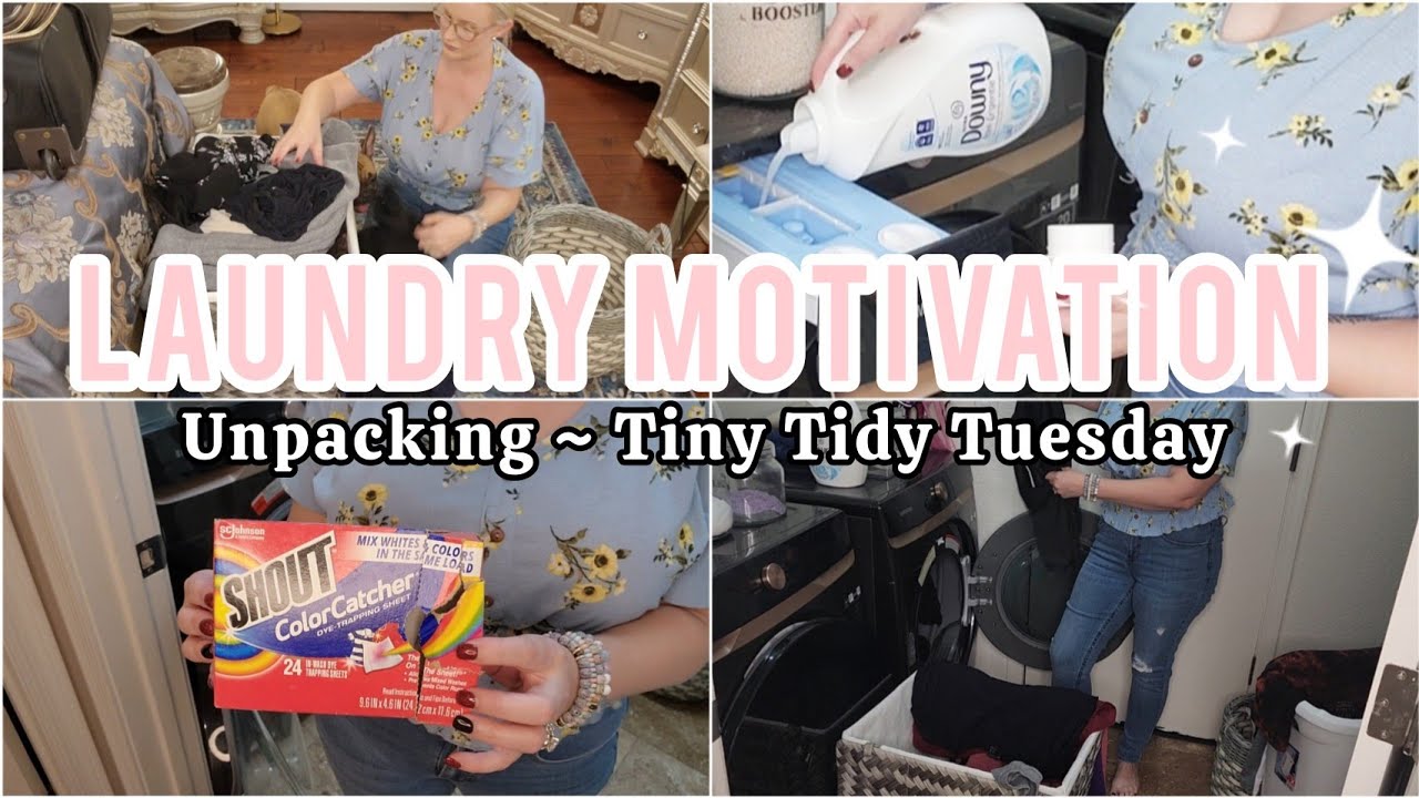 LAUNDRY MOTIVATION | UNPACKING AFTER VACATION | TINY TIDY TUESDAY - YouTube