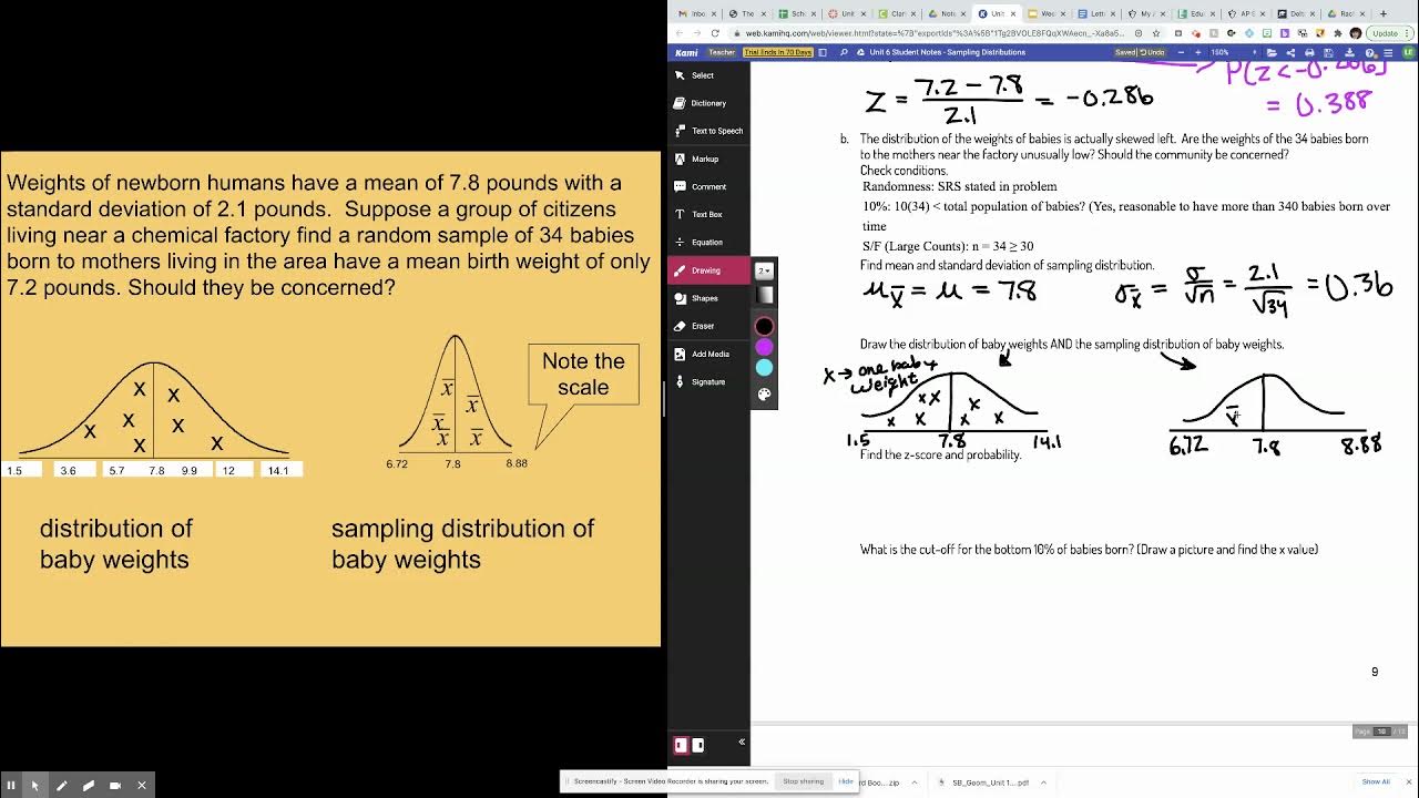 AP Statistics - Sampling Distributions of Means Practice Problems - YouTube