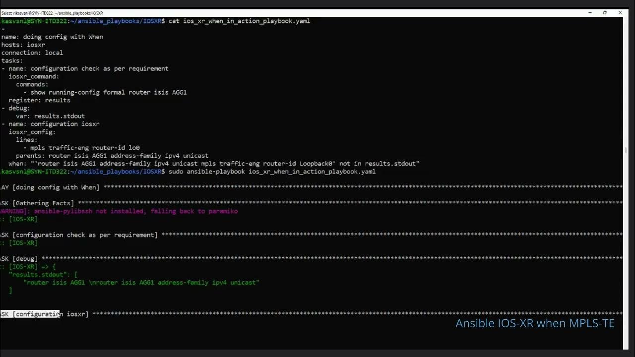 Ansible IOS XR config with When playbook - YouTube