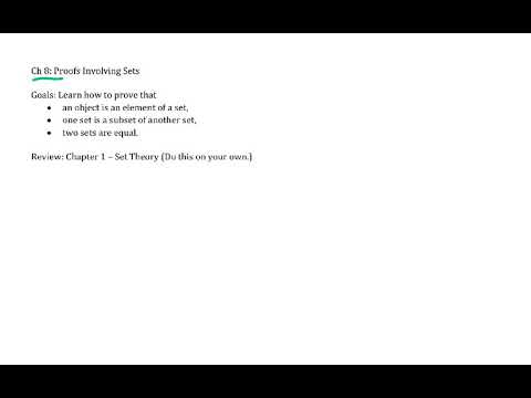 Proofs involving Sets ch 8 p1 - YouTube