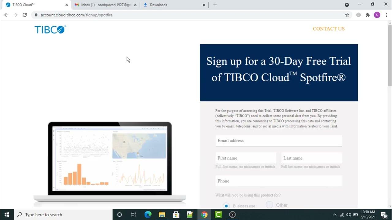 Tibco Spotfire - How to create free Trial Account - YouTube