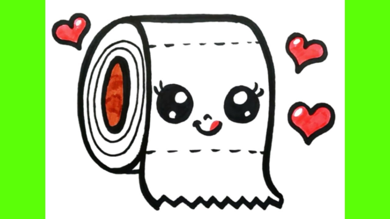 How To Draw a Cute Toilet Paper Kawaii for Kids - YouTube