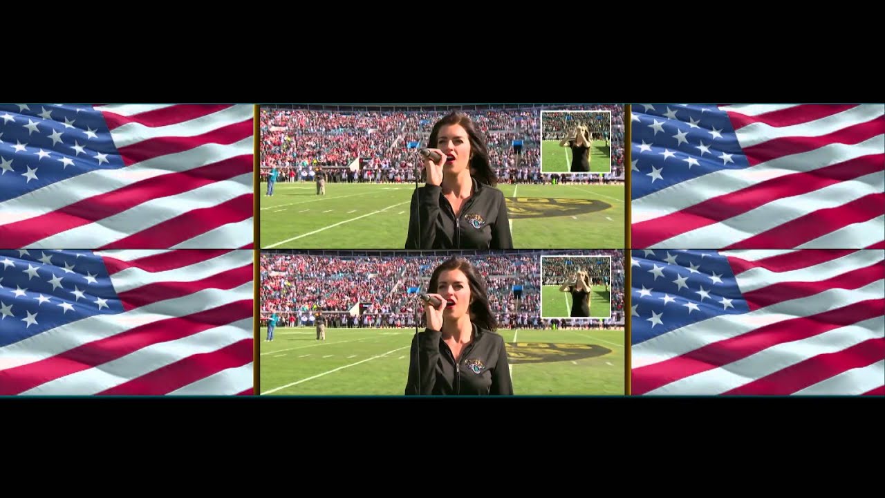 NFL Cheerleader of Jacksonville Jaguars ROAR sings National Anthem ...