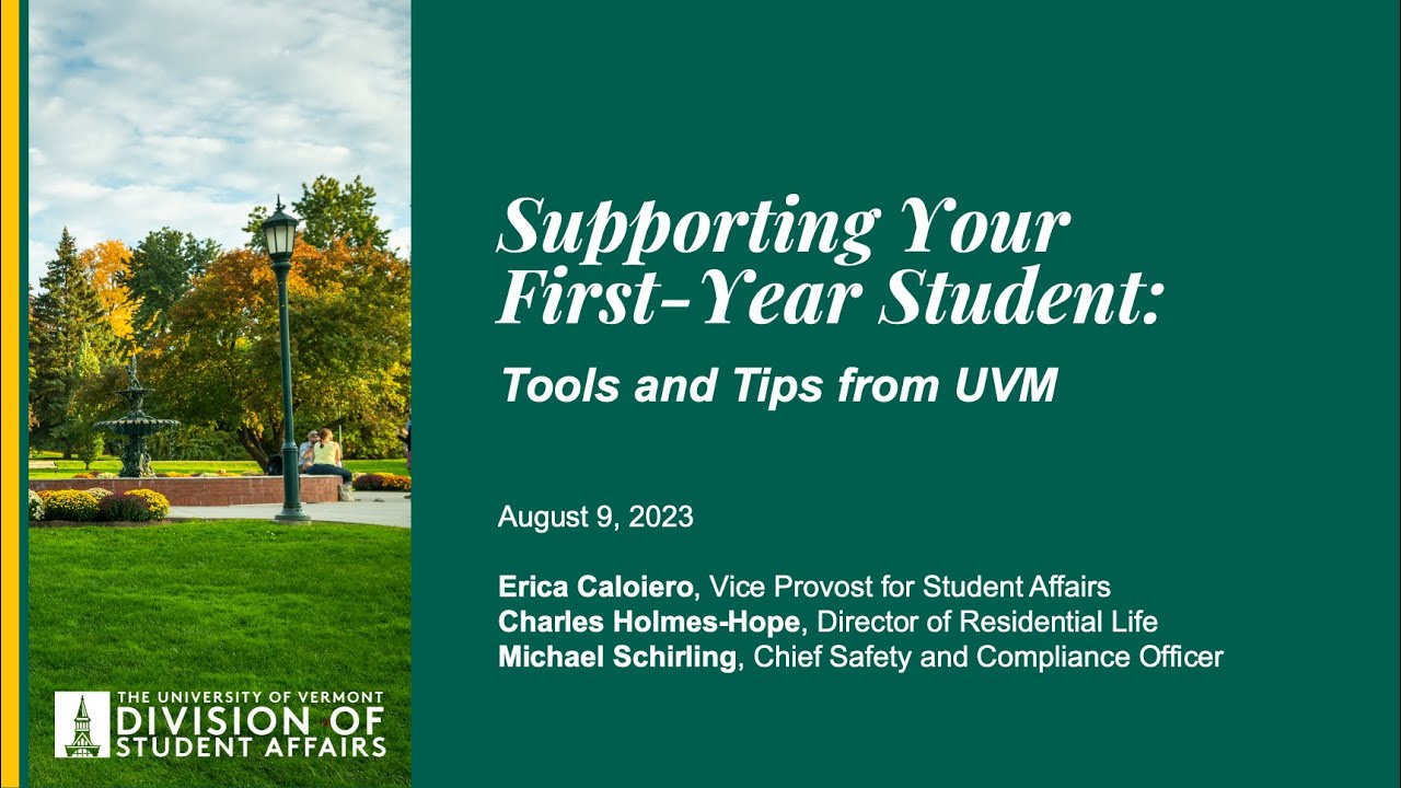 Supporting Your First Year Student: Tools & Tips from UVM - YouTube