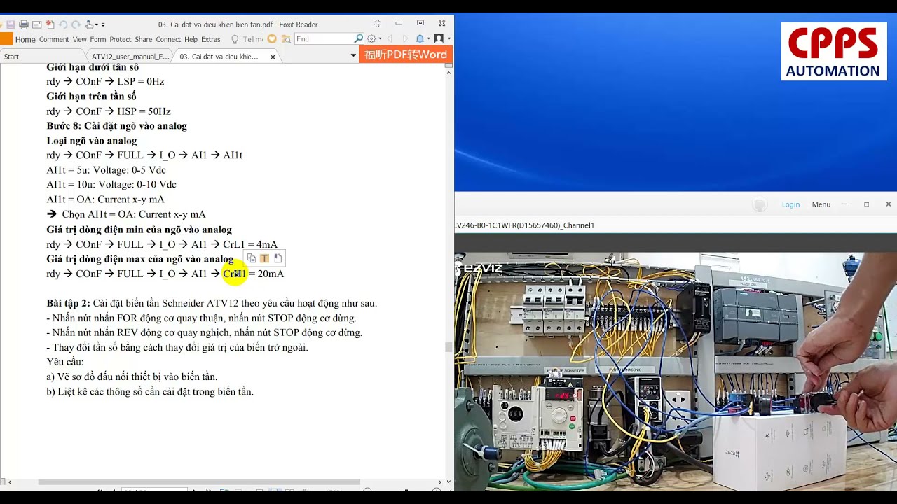 Cài đặt và điều khiển tốc độ biến tần bằng ngõ vào analog | CPPS Automation - YouTube