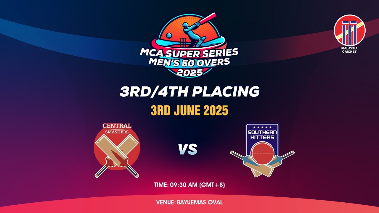 MCA SUPER SERIES MEN'S 50 OVERS 2025 | CENTRAL SMASHERS vs SOUTHERN ...