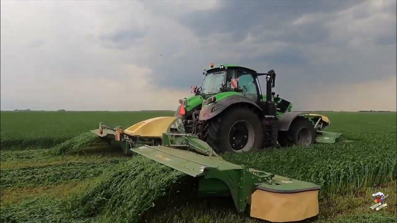 Mowing First Cutting Alfalfa near Wahpeton North Dakota - YouTube