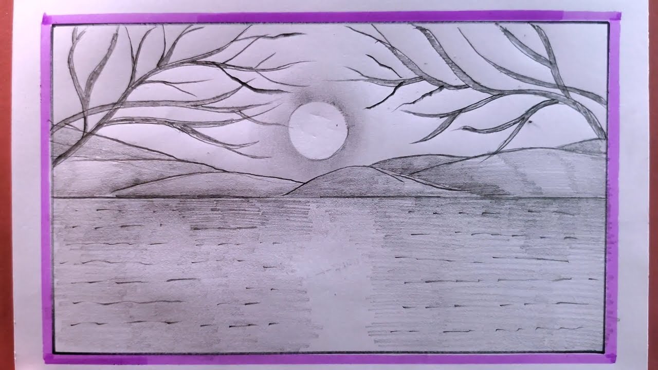 how to draw natural scenery easy/nature drawing - YouTube