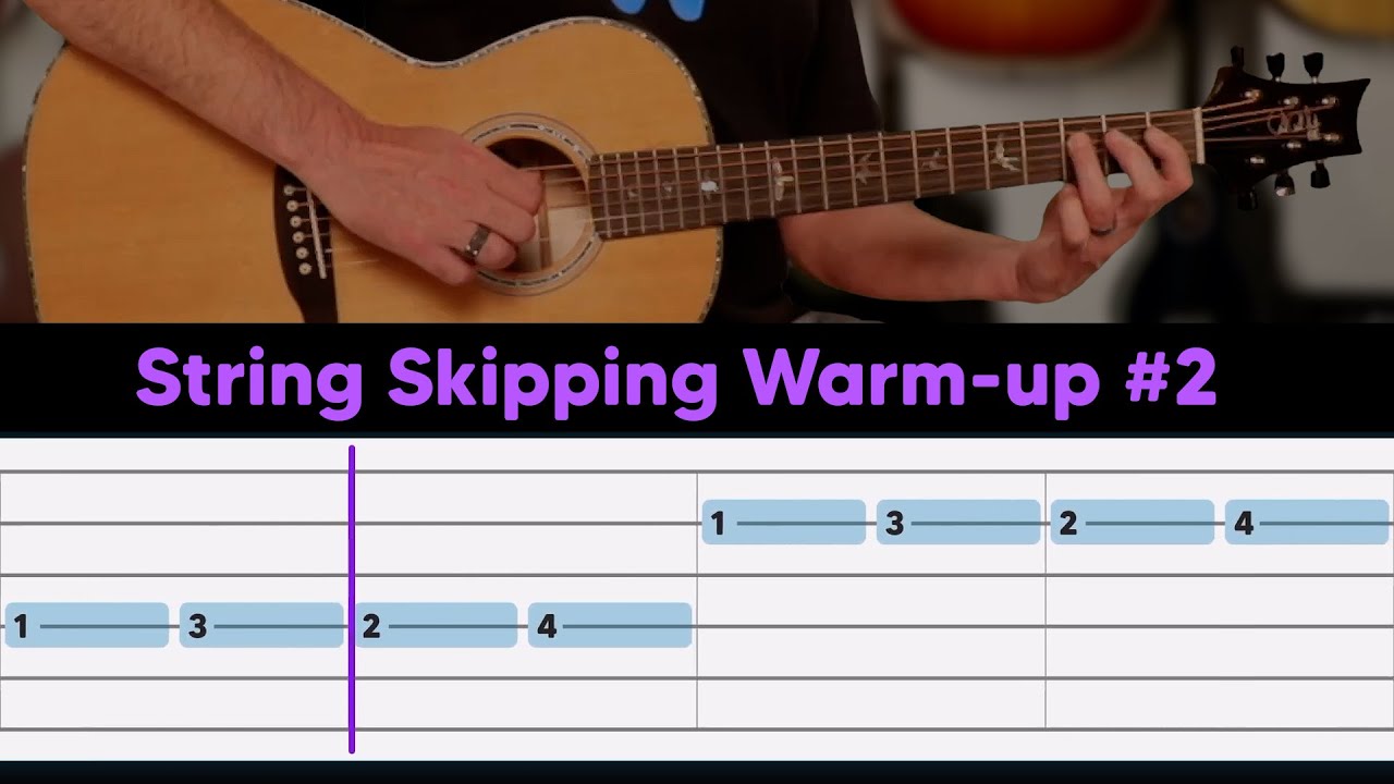 Beginner Acoustic Guitar: String Skipping Warm-up #2 - YouTube