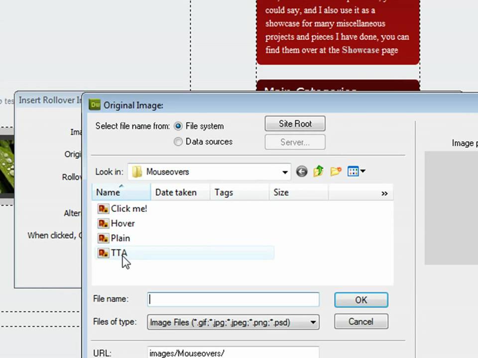 DreamWeaver Tutorial 2 - How to make a Rollover Image - YouTube