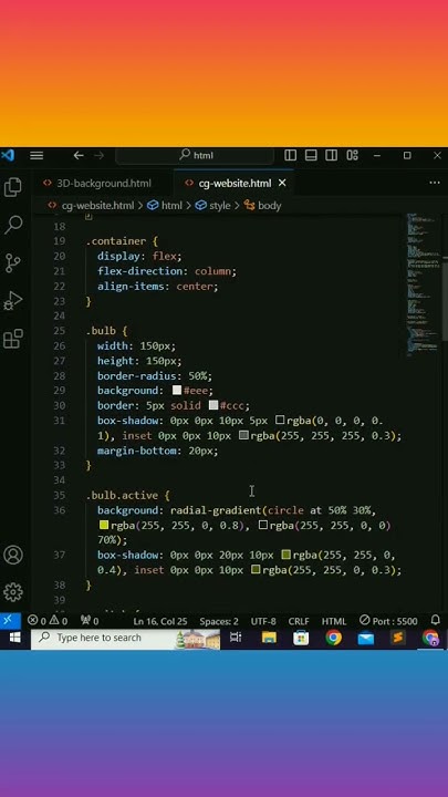 Glowing Bulb Using Html And Css Css Coding Webdesign Htmlcss Html Developer Javascript