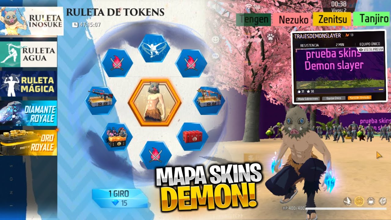 MAPA DE ASPECTOS DEMON SLAYER GRATIS (RULETA DE TOKENS INOSUKE) FREE ...