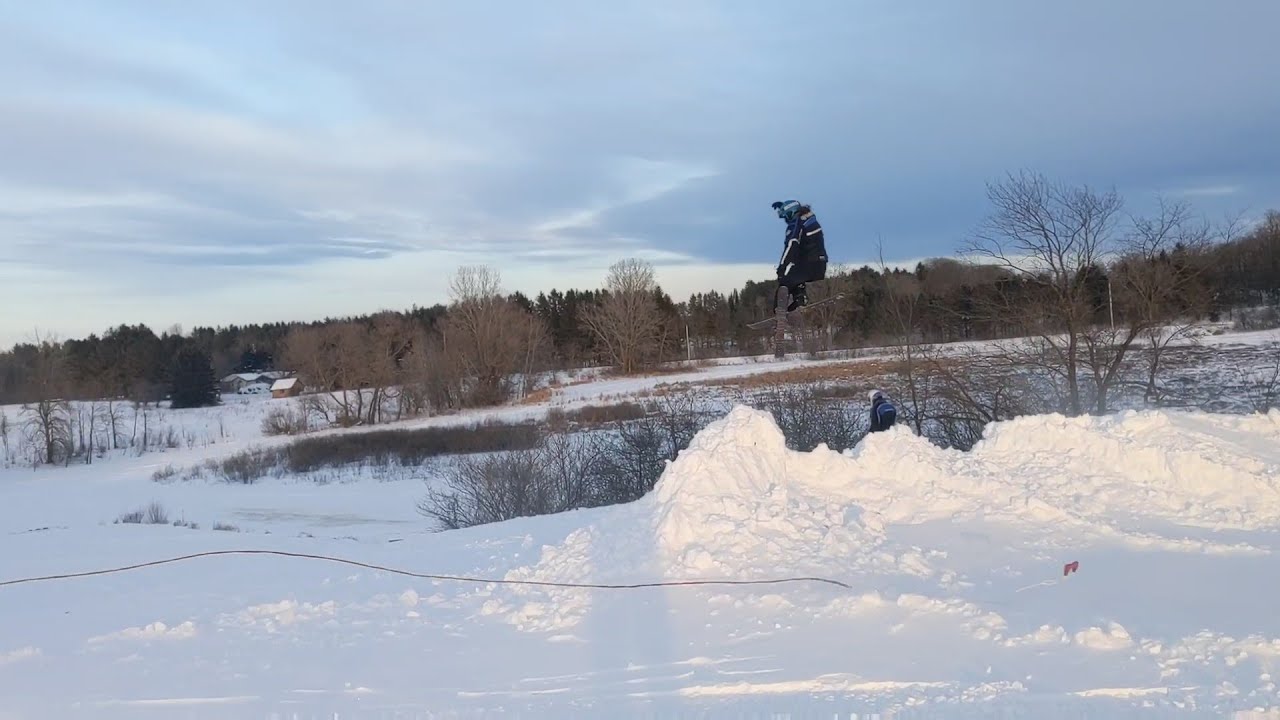 PolSKI Redneck WITH MULLET!!! Attempts Snowmobile Ski Jump - YouTube
