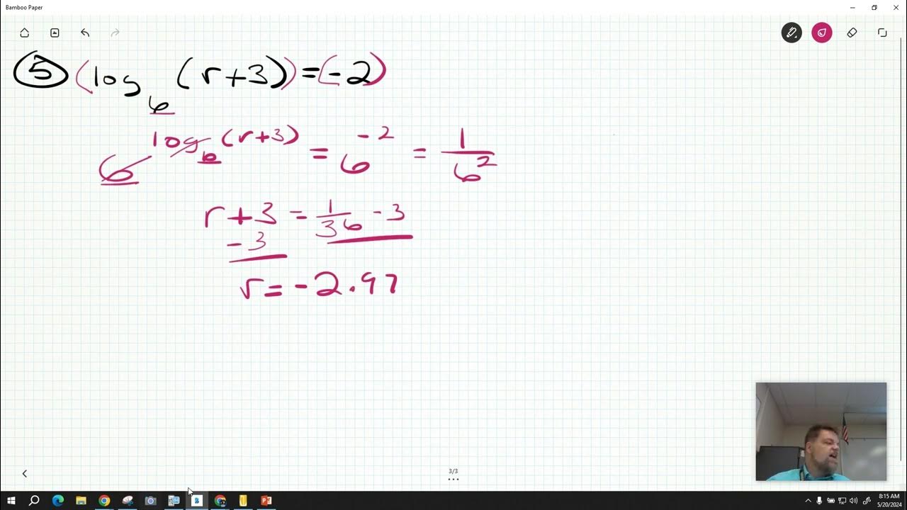 Algebra 2 Solving Exponentials and Logs by Graphing Example 5 - YouTube