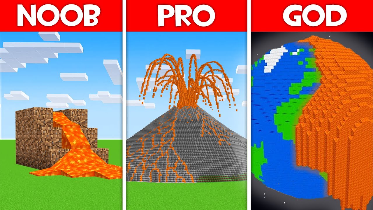Minecraft Battle: VOLCANO BASE BUILD CHALLENGE - NOOB vs PRO vs HACKER ...