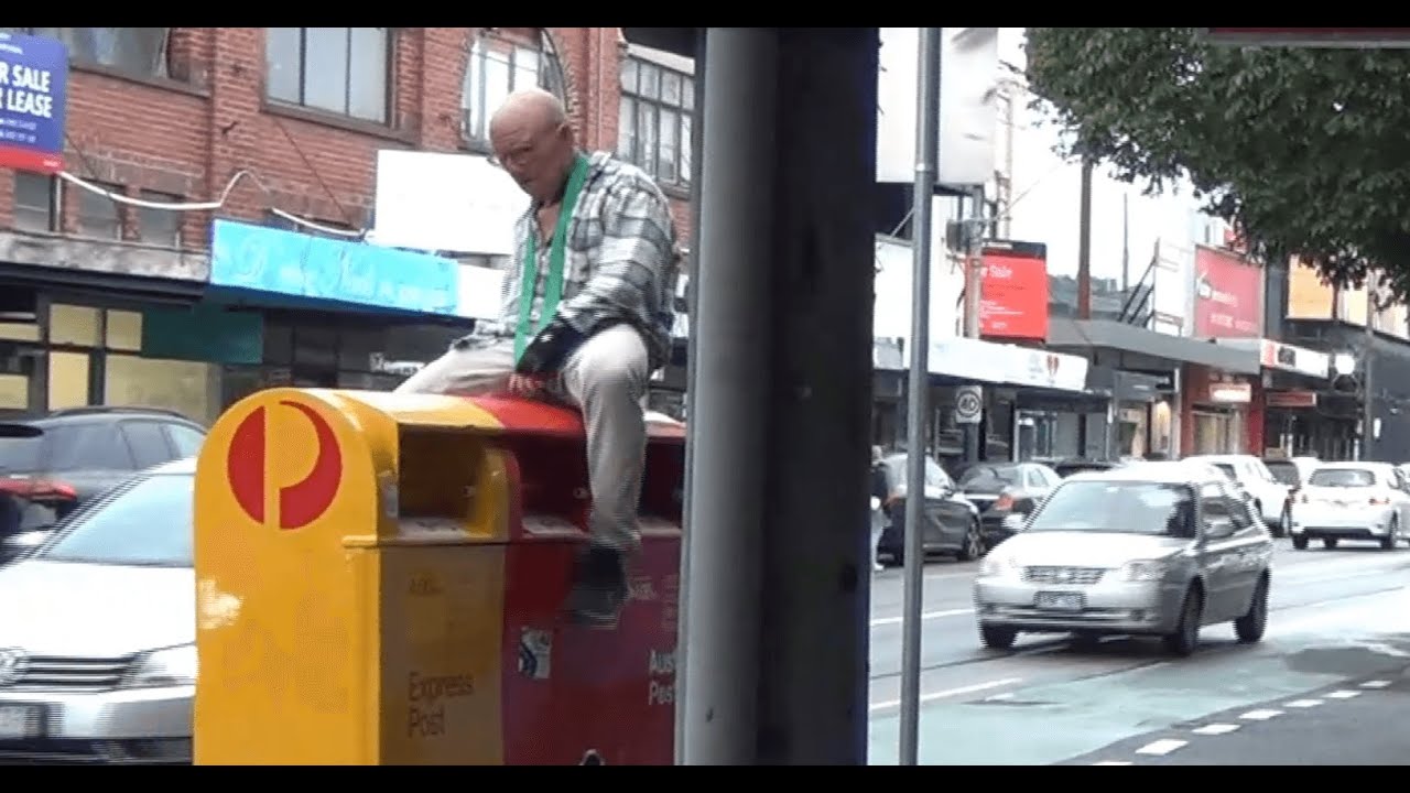 Lost old man climbs a mailbox [realistic mask prank] - YouTube