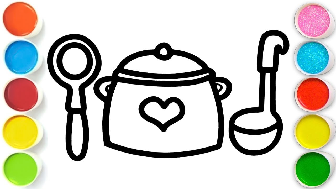 Cooking Pot Drawing, Painting and Coloring Pages for Kids | Drawing ...