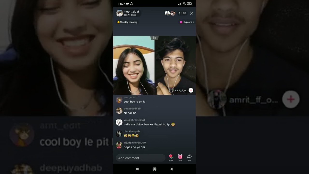 moon dgaf and Amrit FF live kurakani on tiktok😅😂 watch for end - YouTube