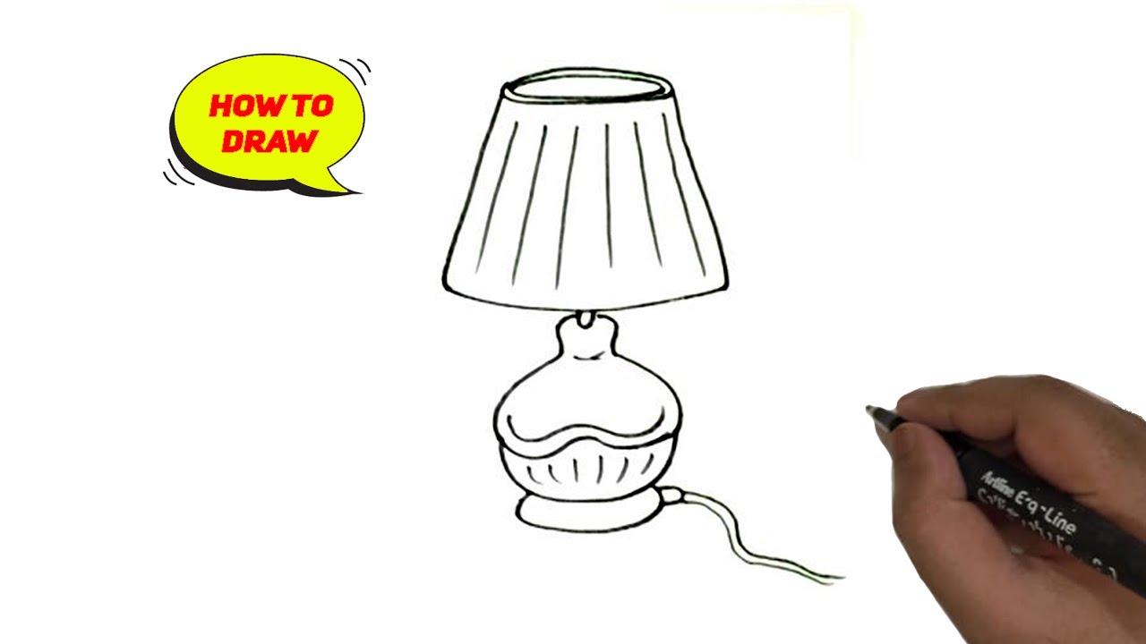 How To Draw Table Lamp Easy and step by step. - YouTube