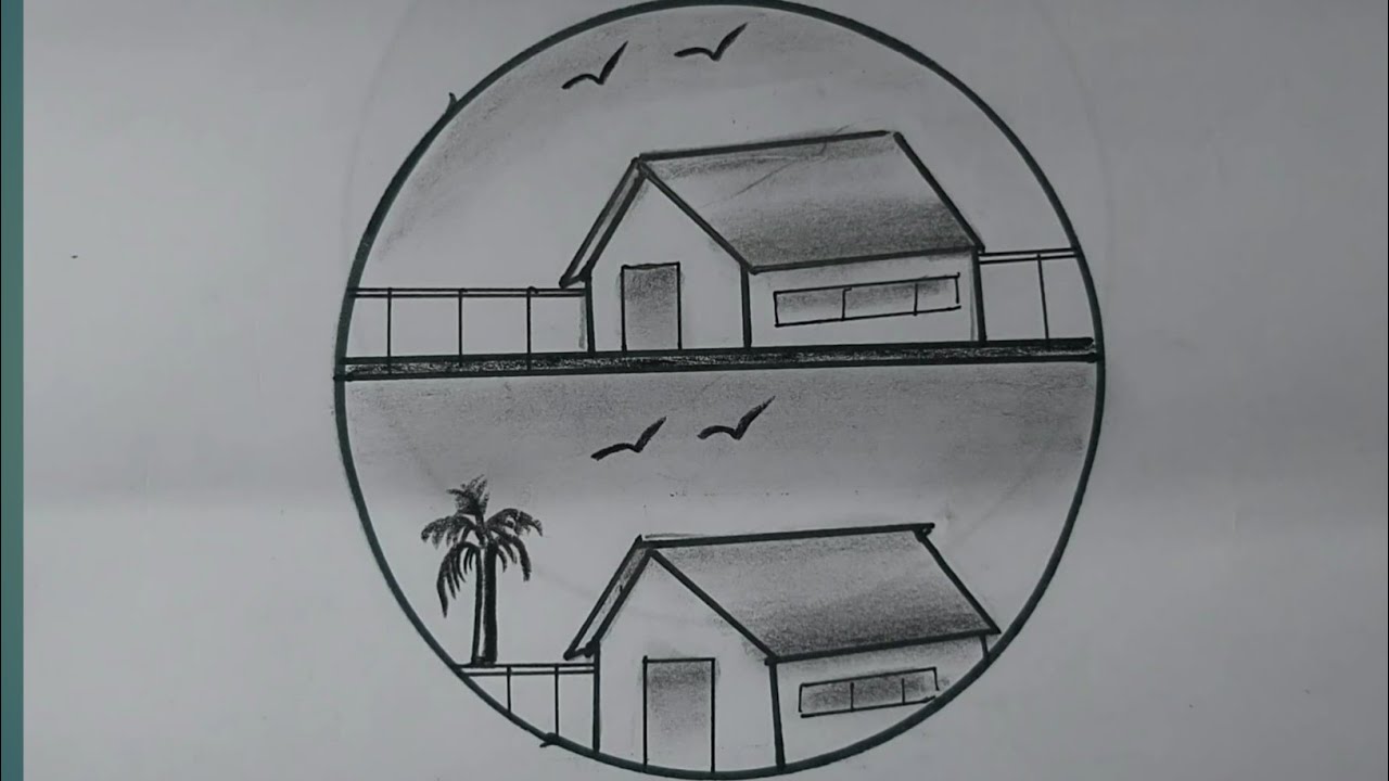 How to draw beautiful house | Easy House Drawing Step by Step | Circle ...