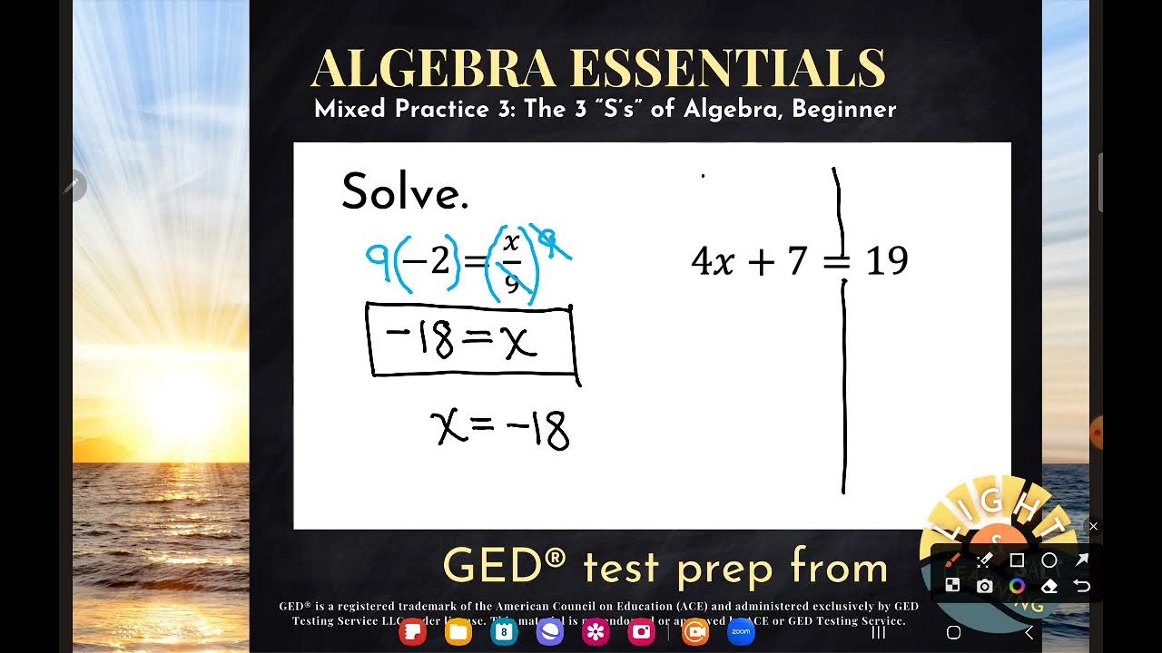 GED® Math: Solve Equations (1.MP3, Bgn, # 5,17) - YouTube